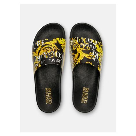 Žlto-čierne pánske vzorované šľapky Versace Jeans Couture Fondo Slide ...