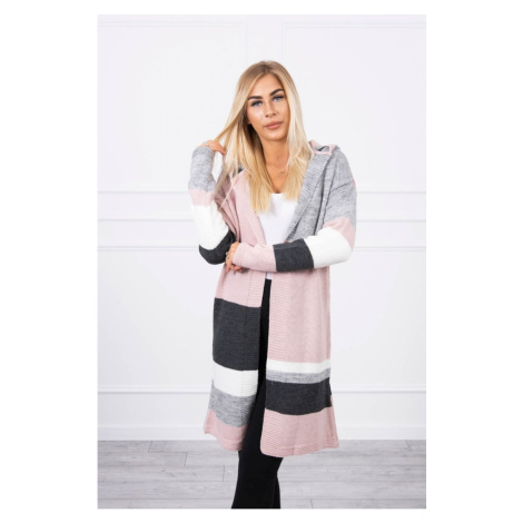 Four-color striped sweater powdered pink+graphite+gray | Modio.sk
