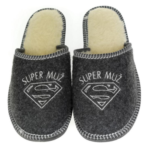 Pánske zateplené sivé filcové papuče SM SUPER MUŽ John-C | Modio.sk
