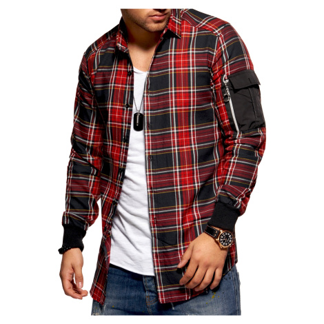 Pánska kockovaná košeľa Behype model G-1005 - Červená | Modio.sk