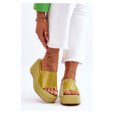 Lady's transparent gusset slippers Light green Eliane | Modio.sk