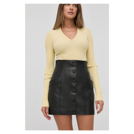 Kožená sukňa Miss Sixty čierna farba, mini, rovný strih | Modio.sk