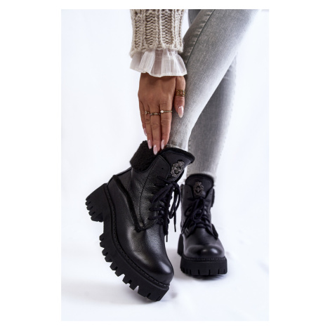 Women's leather trapper shoes black Vergo | Modio.sk